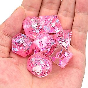 UDIXI Polyhedral DND Dice Set, D&D Dice Pink Dice Compatible Dungeons and Dragons Role Playing Game,MTG,Pathfinder,Board Games, d and d Dice Set, d&d（Pink）