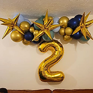 12 Point Star Balloons- 50pcs Gold Explosion Star Foil Balloons, 3D Starburst Cone Mylar Balloons for Halloween Christmas Birthday Party Baby Shower Wedding Photo Booth Backdrop