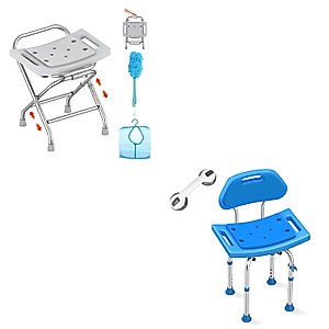 UGarden Height Adjustable Folding Shower Chair Seat, Stainless Steel Shower Chair for Inside Shower w/Crossbar, 400LB Portable Travel Shower Stool, Safety Anti-slip Bath Chair for Seniors, Adults,Gray