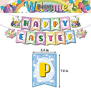 IRCOR Easter Decorations Easter Party Decorations with Banner Balloons Backdrop & Hanging Swirls