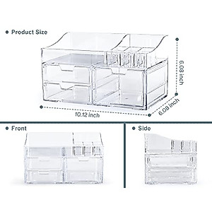 BREIS Makeup Organizer, Clear Acrylic Bathroom Organizers and Storage Box with Drawers for Vanity Skincare Beauty Countertop Desk, Cosmetic Display Case for Perfume Lipstick in Bedroom Dresser Top