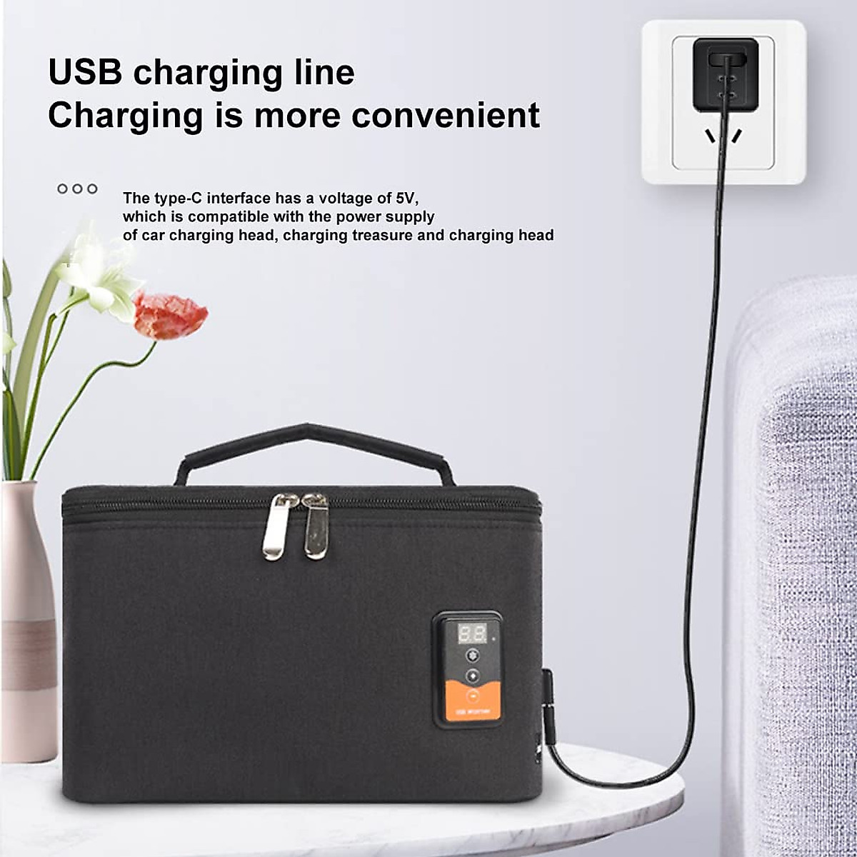 Car Baby Bottle Warmer Zcargel Portable Bottle Warmer Baby Bottle Warm Bag 6.8L High Capacity Car Bottle Warmer USB Charging Intelligent Adjustable Temperature Bottle Warmer for Baby Bottle Lunch