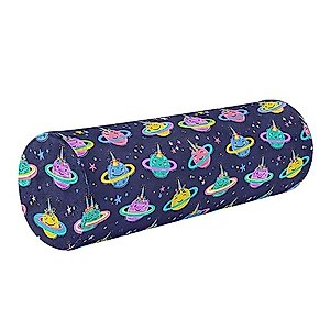 Cute Saturn Planet Smiling Face Unicorn Horn Neck Support Pillow Round Neck Roll Bolster Cylinder Pillow Cervical Pillows Back Pillow for Leg Knee Back Head Support for Study Work Men Women