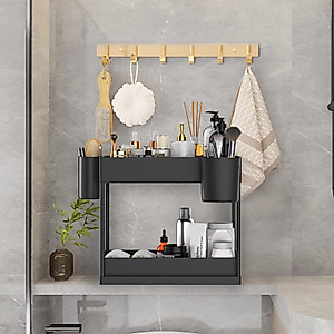 TYNIOPO Under Sink Organizers and Storage, 2-Tier Under Bathroom Cabinet Storage with Sliding Basket, Multi-purpose Storage Rack for Bathroom Kitchen Countertop Cabinet