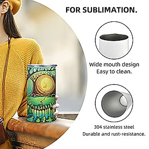 XccMe 12 oz Skinny Sublimation Blanks,Stainless Steel Straight Tumblers with Shrink Wrap Films,4 PACK Double Wall Vacuum Insulated Mugs for DIY Gift,Coffee,Tea,Beverages (White)