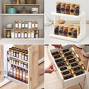 VIVAIVE Spice Jars with Labels,24 Pcs 4oz Glass Spice Jars with Bamboo Lid and 648 Waterproof Printed Labels,2 Salt and Pepper Grinder Set,Empty Spice Containers Bottles for Pantry,Cabinet,Drawer