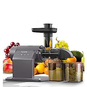 Juicer Machines, Fezen Slow Masticating Juicer Extractor, Cold Press Juicer with Two Speed Modes, Quiet Motor/Reverse Function, Higher Juice Yield Slow Juicer for Vegetables & Fruits, Easy to Clean