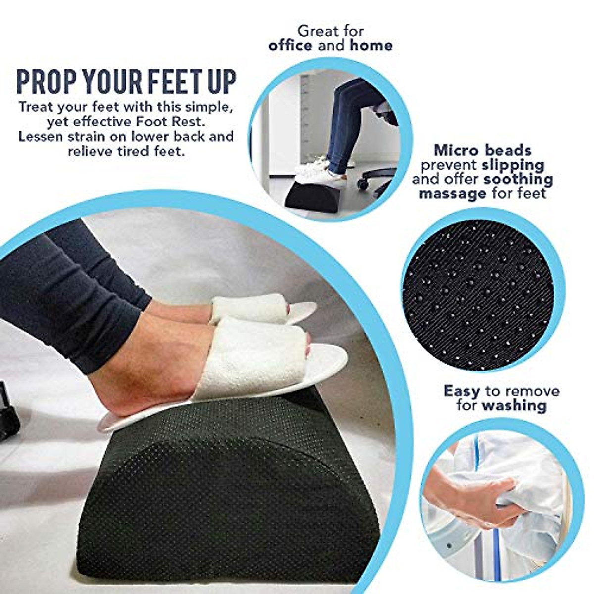Foot Rest Cushion to Relieve Knee Pain, Tired, Aching & Sore Feet. Reduce Deep Vein Thrombosis. Ideal for Office and Home. High Quality Anti Slip Cover.