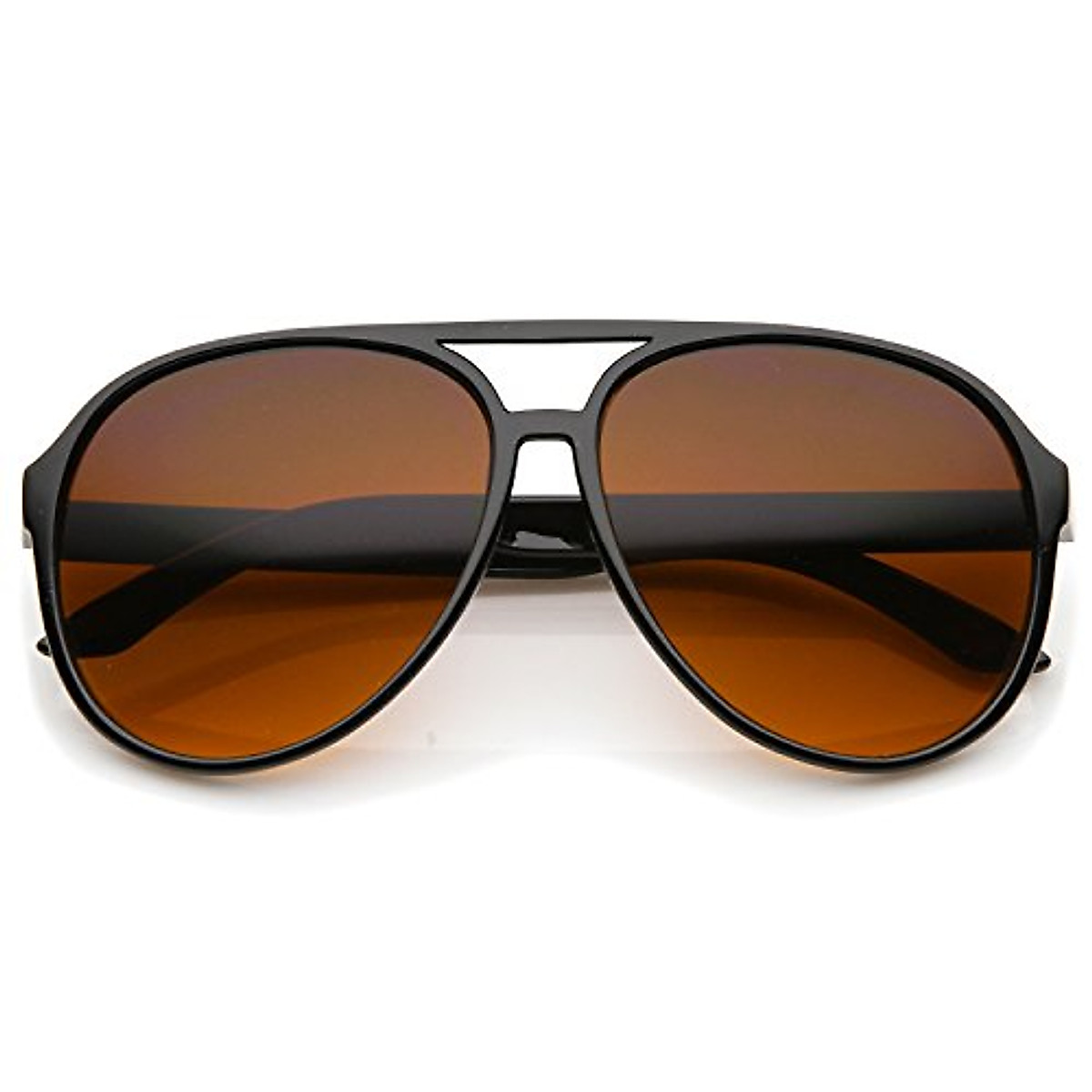 zeroUV Retro Large Blue Blocking Lens Aviator Sunglasses 60mm (Black/Orange Gradient)