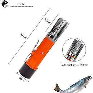 Powerful Electric Fish Scraper Cordless Fish Scaler Cleaner Automatic Fish Scale Remover with a Manual Scaler (2 Batteries)