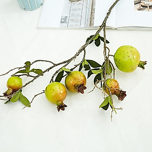 Smalldu Artificial Fall Flowers 5Pcs Pomegranate Branchs 30.7 inch for Home Decor Indoor (Not Include Vase)