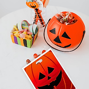 Super Z Outlet 50 Piece 11" x 17" Jack-O-Lantern Trick or Treat Bags Orange Pumpkin Face Halloween Plastic Candy Bags for Party Favors, Snacks, Decoration