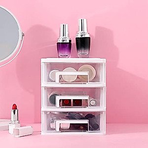 CLISPEED Plastic 5- Drawer Desktop Organizer Stackable Storage Drawers Dresser Storage Container Case Multi- Bin Storage Rack for Office Bedroom Bathroom Black