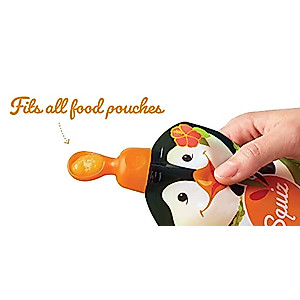 SQUIZ - 2-in-1 Universal Spoon - 1 Twist-on Food Pouch Spoon + 1 Handle - Made from 100% Recyclable Plant-Based Material - Compatible with All Types of Reusable Pouches