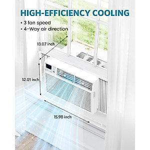Joy Pebble 8000 BTU Window Air Conditioner, Window Air Conditioner for Room Cools Up to 350sq.ft, Window AC Unit with Cooling, Dehumidifier and 3 Fan Speed, 24-Hour Timer & ECO Mode