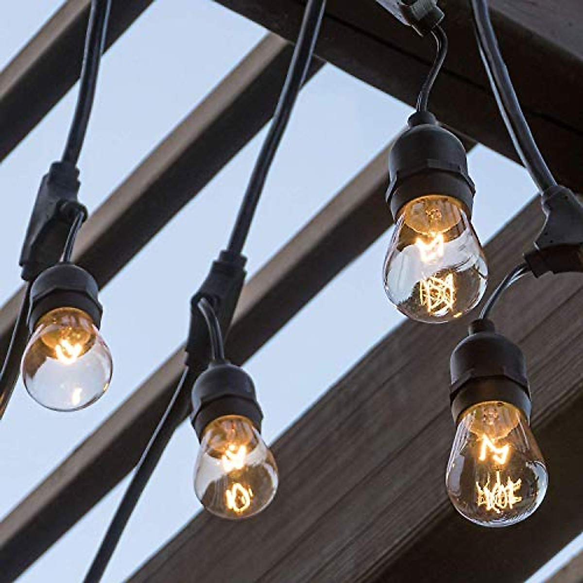 FRIDEKO HOME Waterproof Outdoor String Lights - 12Ft Commercial Grade Patio Lights Heavy Duty Light String Hanging Lights Fixture with 11W S14 Bulbs for Deckyard Garden Porch Party Decor