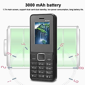 ASHATA Unlocked Mobile Phone, 1.7in Screen Simple Phone with 3.5mm Headphone Jack, 32MB and 32MB, 0.08MP Camera, Dual SIM Card 2G Cellphone, 1500MAh, Black-US