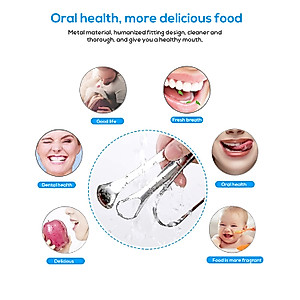 6PCS Metal Tongue Scraper, Preminum Tongue Clearners for Adults & Kids, Medical Grade 100% Stainless Steel Tounge Brushes for Oral Healthy Care, Bad Breath Treatment, Easy to Use Tongue Cleaning Tools