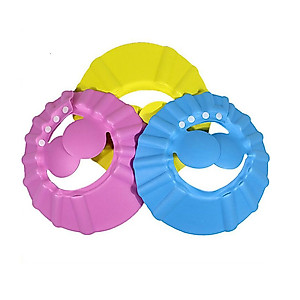 3PCS Soft Adjustable Bath Accessories Shampoo Shower Cap Hat with Earmuff Cover Hair Washing Shield Hat Hair Cutting Protector for Baby Kids Toddler Children(Color Random)