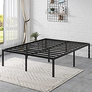 ikalido Full Size Metal Platform Bed Frame, Heavy Duty Metal Slats Support with Large Storage Space and Reserved Holes for DIY Headboard, No Box Spring Needed/Easy Assembly/Noise-Free/Non-Slip