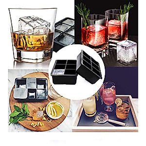Ice Cube Trays Large Size Flexible 6 Cavity Ice Cube Square Molds for Whiskey and Cocktails, Keep Drinks Chilled (2 Pcs)