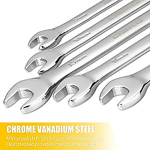 DEKOPRO Combination Wrench Set, Metric, 15-piece, 8-22mm, 12-Point, Chrome Vanadium Steel, with Plastic Tray
