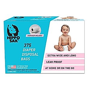 Hippo Sak Diaper Disposal Bags, 375 Count, White