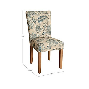 HomePop Parsons Classic Dining Room Tables and Chairs, Pack of 2, Blue Floral