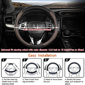 Steering Wheel Cover, Universal 15 inch, Microfiber Leather, Anti-Slip Car Steering Wheel Cover Steering Wheels Accessories for Men Women,Fit Vehicles, Sedans, SUVS, Vans, Trucks,Brown