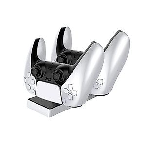 SLAJOY PS5 Controller Charger Station with Fast Charging AC Adapter 5V/3A, Dual Controller Charging Stand for Playstation 5, Docking Station Replacement for DualSense Charging Station G