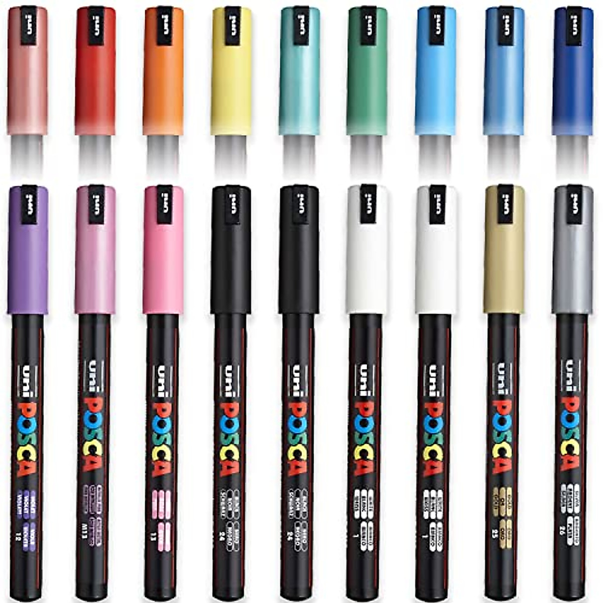 posca PC-1MR 18 Pen Set - In Limited Edition Plastic Wallet - Extra Black and White