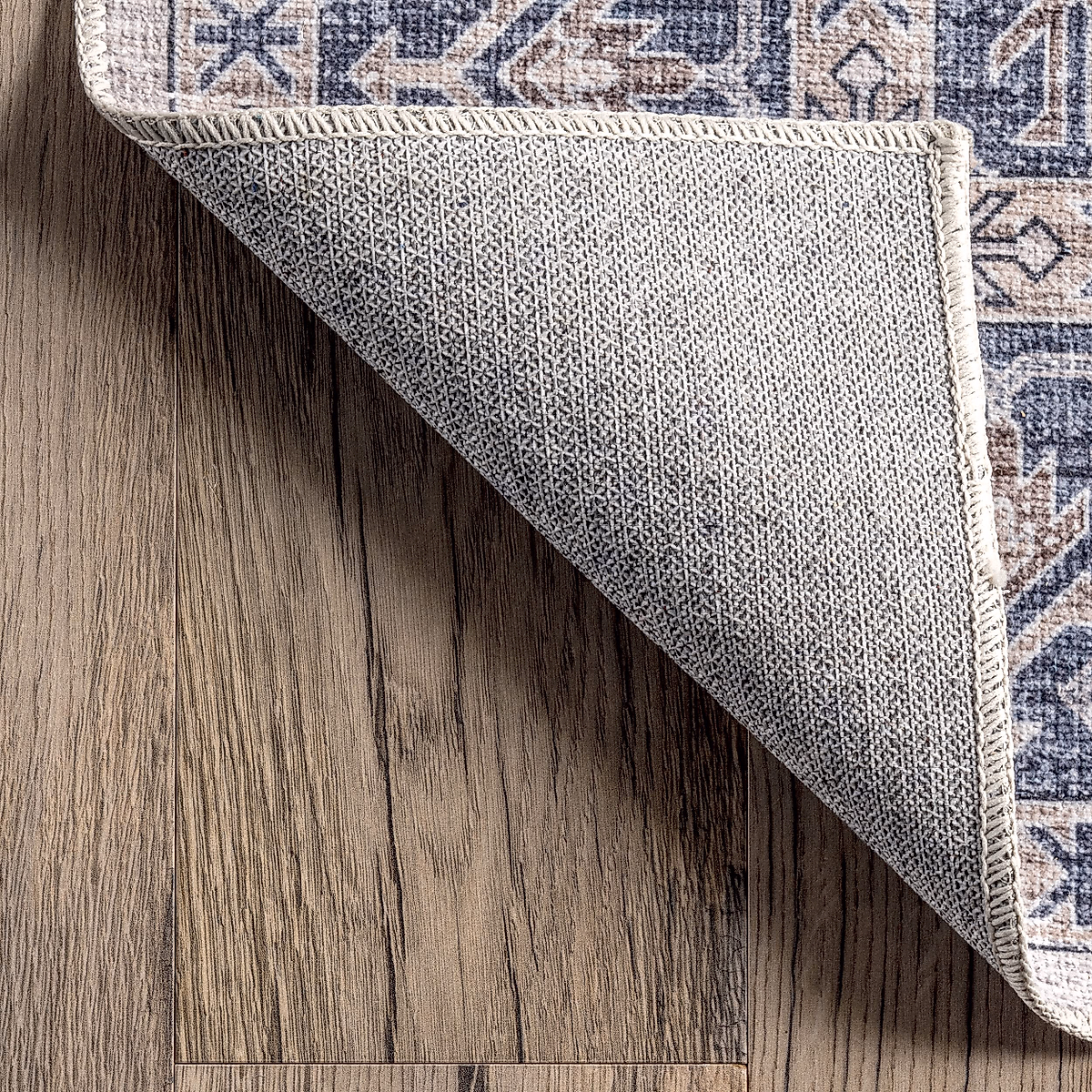 nuLOOM Finley Machine Washable Vintage Distressed Ultra Thin Area Rug, 5' x 8', Grey