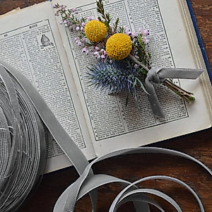 Moukiween Grey Velvet Ribbon 3/8 Inch x 30yd, Velvet Ribbon for Gift Wrapping Invitation Floral Hair Balloons Craft Sewing Party Wedding Decoration Valentine Day Bouquet Christmas Gift