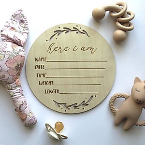 8 inch Large Baby Birth Announcement Sign for Hospital, 2 Sided:Hello World Newborn Sign/Baby Announcement Sign. Incl. Acrylic Marker ink pen (Light)