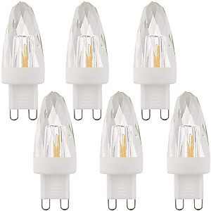 Lxcom Lighting G9 LED Light Bulbs 2W (15W Halogen Equivalent) Dimmable Crystal COB Bulb Warm White 2700K 200LM G9 Base AC110V for Home Lighting, 6 Pack