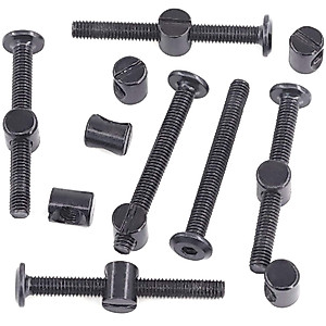 Mardatt M6 x 55mm 24PCS (12 Sets) Black Zinc Plated Hex Socket Cap Bolts Crib Bolts and Barrel Nuts Cross Dowel Replacement for Crib Cots Beds Chair Table Desk Furniture