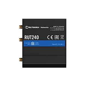 Teltonika RUT2400AU000 Model RUT240 Industrial Cellular Router, Black, for use with All US Carriers (ATT, T-Mobile, Bell, and Verizon), 4G, 3G and 2G Frequencies, WiFi, WAN and LAN Ports