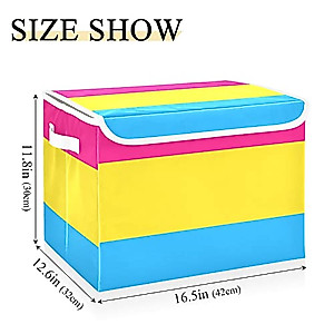 Krafig Novelty Rainbow Flag Foldable Storage Box Large Cube Organizer Bins Containers Baskets with Lids Handles for Closet Organization, Shelves, Clothes, Toys