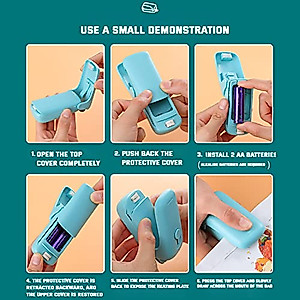 Mini Bag Sealer, Mini bag sealer heat seal,Bag Sealers,Handheld Heat Vacuum Sealer, 2 in 1 Heat Sealer and Cutter with Lanyard, Portable Bag Resealer Machine for Plastic Bags Food Storage Snacks Freshness (2xAA Batteries Included)-Green