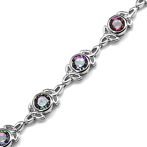 Silvershake 5.5ct. Mystic Fire Topaz 925 Sterling Silver Triquetra Celtic Knot 7 to 8.5 Inch Adjustable Bracelet
