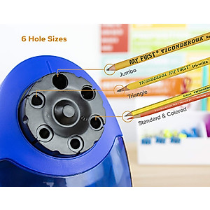 Bostitch Office QuietSharp 6 Electric Pencil Sharpener, Heavy Duty Classroom Sharpener, Size Selector with 6 Different Sizes, Perfect for Classroom and Homeschool Use, Blue