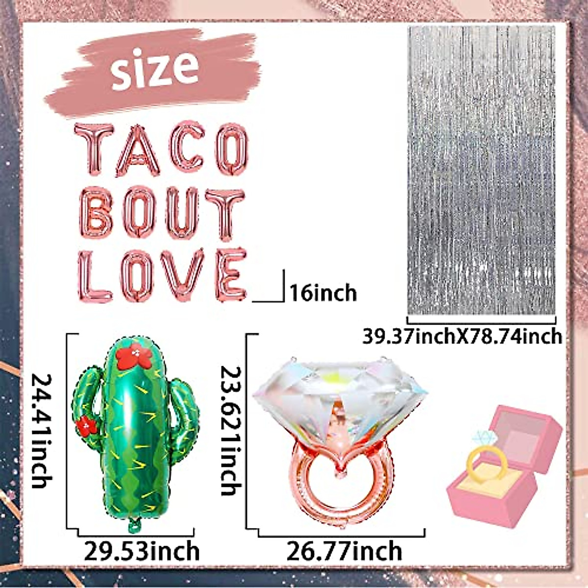 JeVenis Taco Bout Love Backdrop Taco Bout Love Balloons Taco Bout Love Bridal Shower Decorations Taco Bout Love Decorations Mexican Bridal Shower Decorations Cactus Bridal Shower Decorations