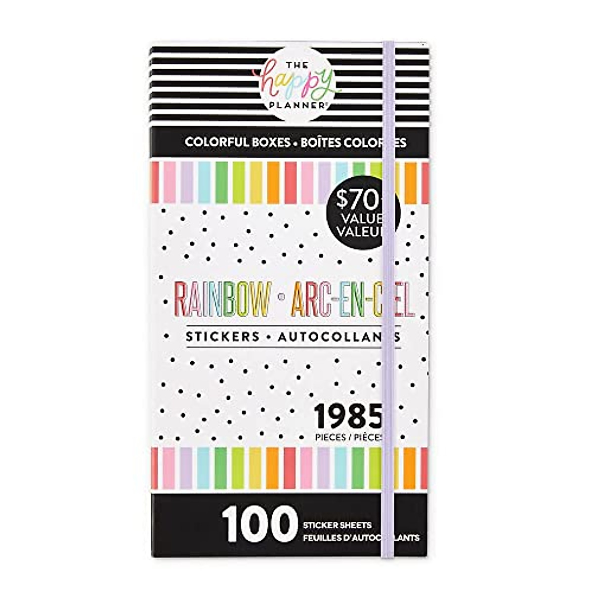 The Happy Planner Sticker Pack for Calendars, Journals and Projects –Multi-Color, Easy Peel – Scrapbook Accessories – Colorful Boxes Theme – 100 Sheets, 1985 Stickers Total