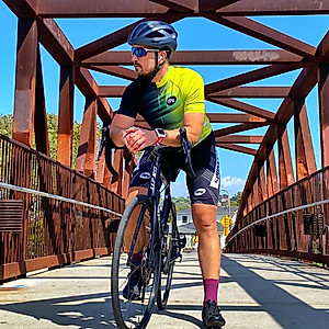 SPONEED Men Bicycle Shorts, Black with White, US L (CN XL)