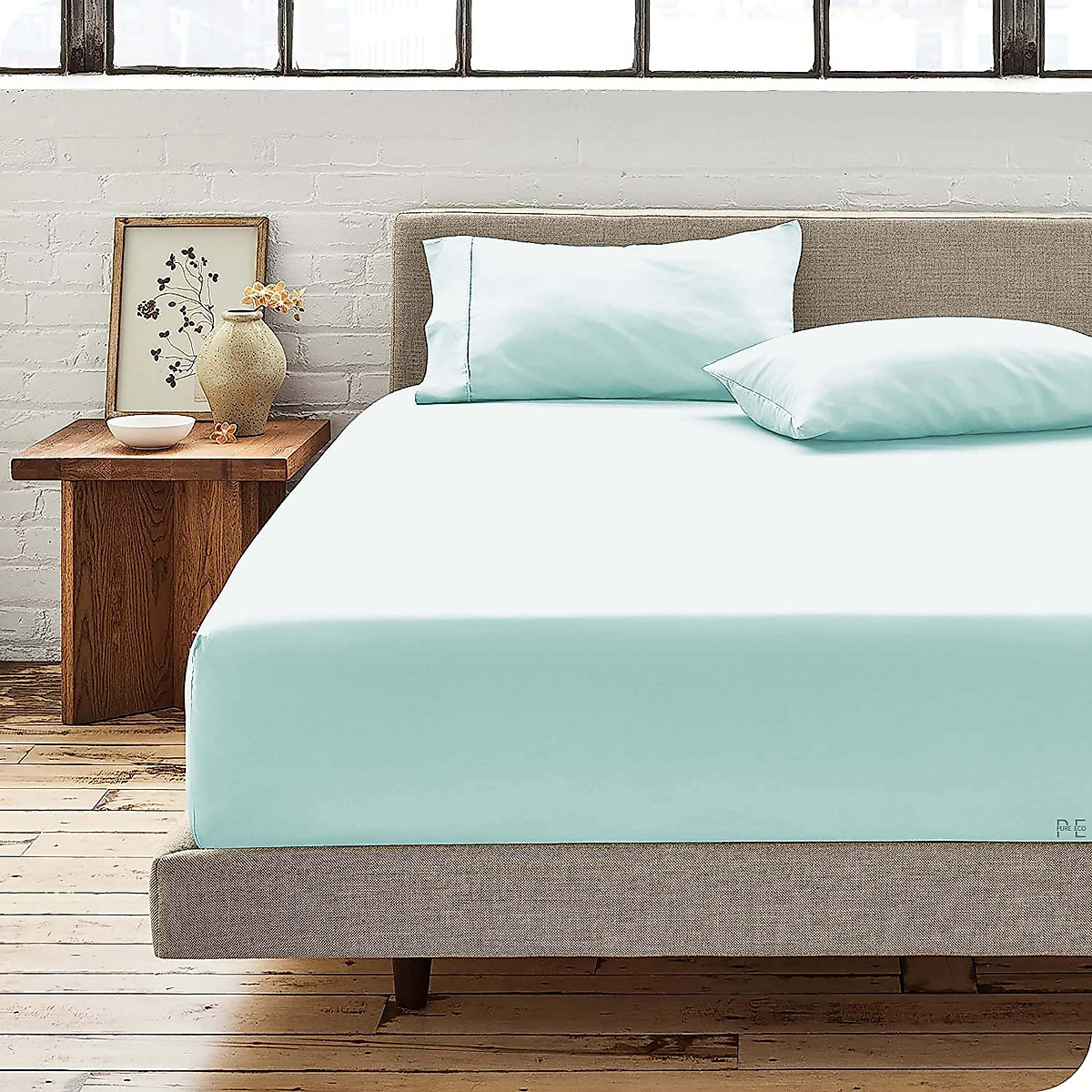 Fitted Sheet Full Size, 100% Egyptian Cotton Fitted Sheet Set 3 Piece(1Fitted Sheet 54X75 + 2 Pillow Cases 20X30) with 16" Deep Pocket, Super Soft Comfy(No Flat Sheet) Aqua Blue Color