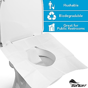 Disposable Toilet Seat Cover - 50 Count Large Flushable Paper Toilet Seat Covers for Travel, Kids Potty Training & Public Restrooms, Premium Paper Toilet Seat Liners, 5 Pack
