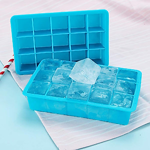 Webake Ice Cube Trays Silicone Ice Cube Molds, 15 Cavity Whisky Ice Cube Tray, Easy Release, BPA Free, Flexible Pack of 3