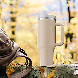 MURRICON 40 oz Tumbler with Handle and Straw,Reusable Vacuum Quencher Tumbler with Lid,Stainless Steel Insulated Travel Mug,for Coffee and Beverages(Rose Quartz)