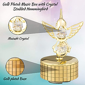Matashi Valentine's Day Gift for Women - Swan Lake Wind-Up Music Box with 24K Gold Plated Crystal Studded Piano Figurine - Tabletop Showpiece for Home, Office, Living Room for Her