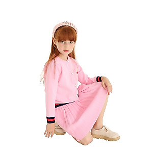 Mud Kingdom Knit Sweater Outfits for Toddler Girls Cute Cherry Pink 4T